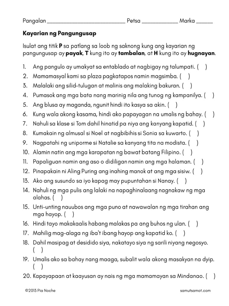 Kayarian NG Pangungusap | PDF