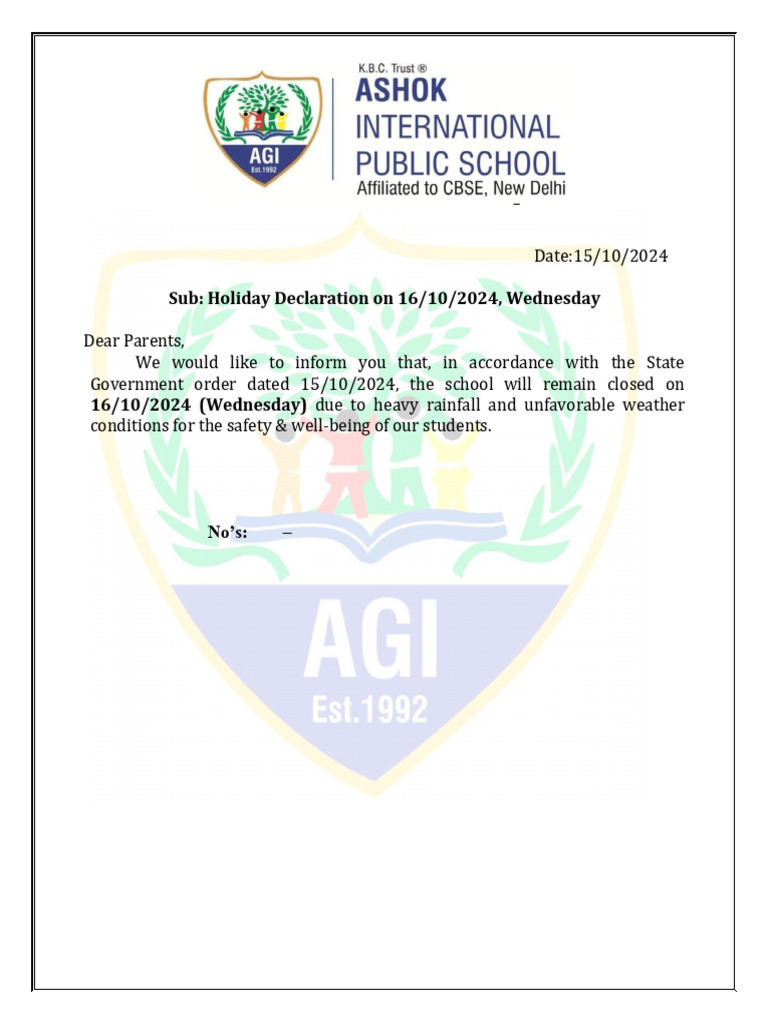 Holiday Declaration Message | PDF | Career & Growth | Wellness