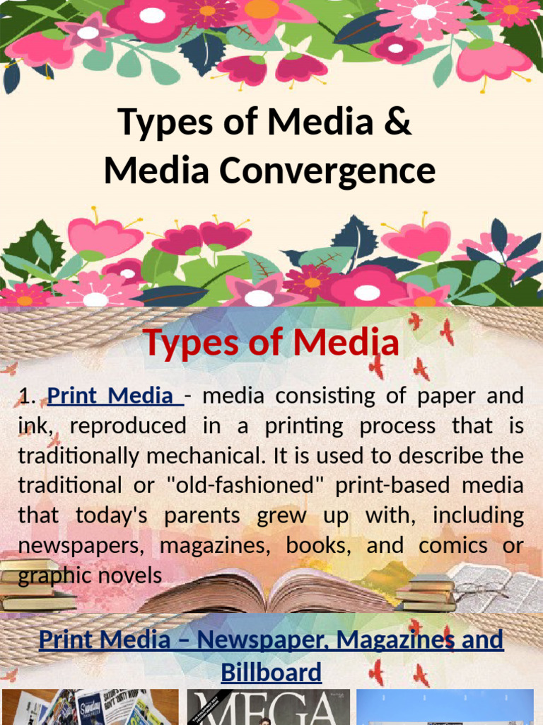 Types of Media & Convergence Guide | PDF | Mass Media | New Media