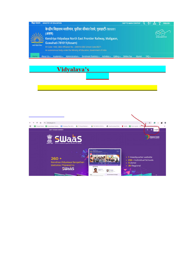Kvs Website Tutorial Naren KV NFR Maligaon Guwahati | PDF | Hyperlink | Html Element