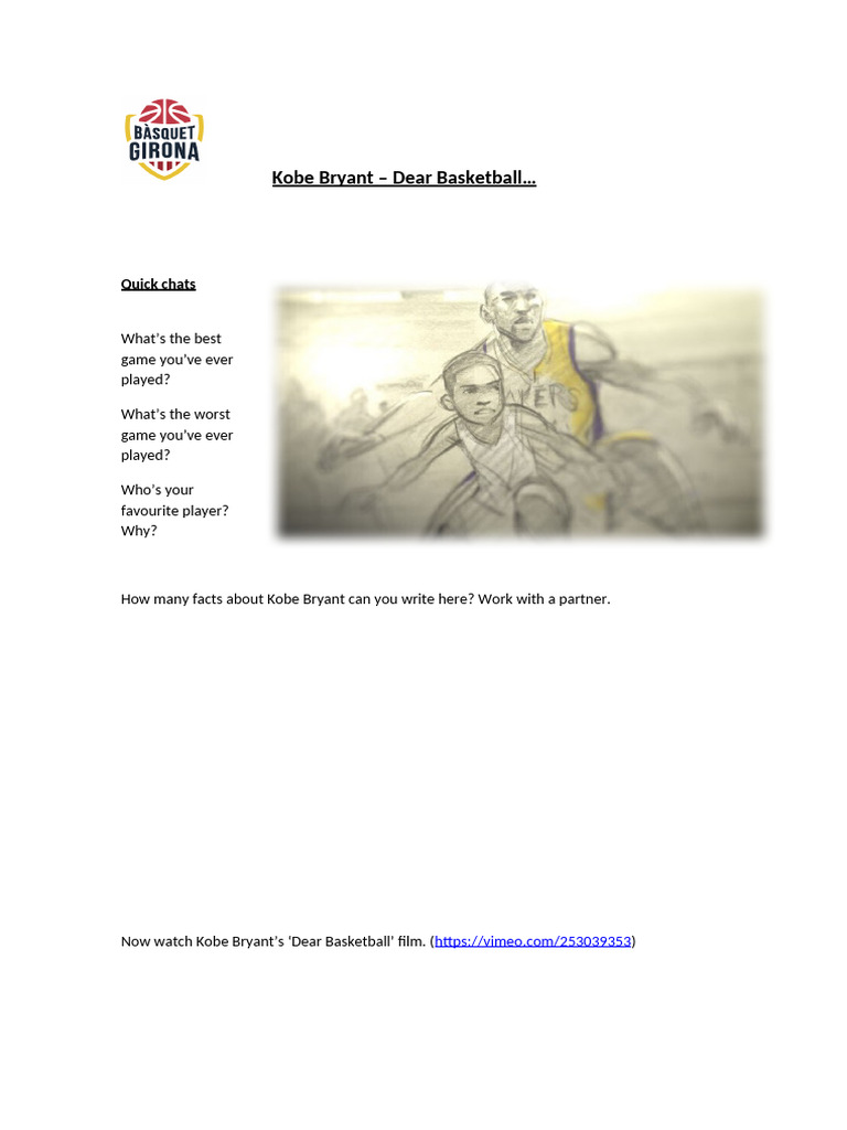 Kobe Bryant: Insights and 'Dear Basketball' | PDF | Home & Garden