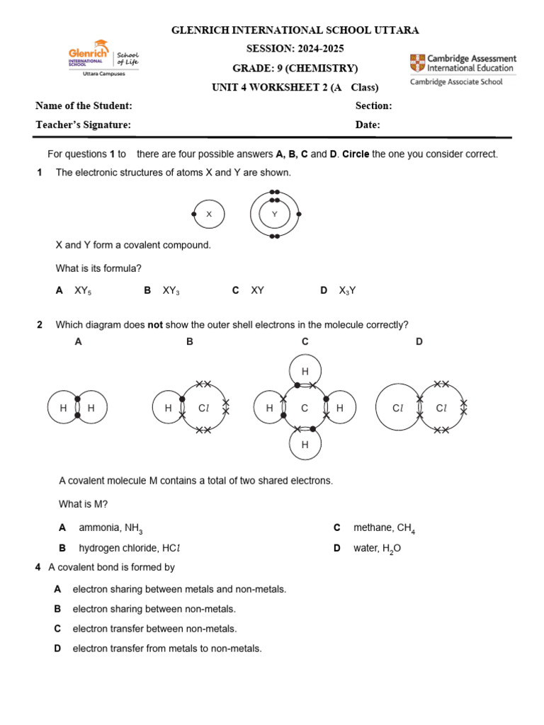 Unit 4 QP 2 | PDF | Chemical Bond | Molecules
