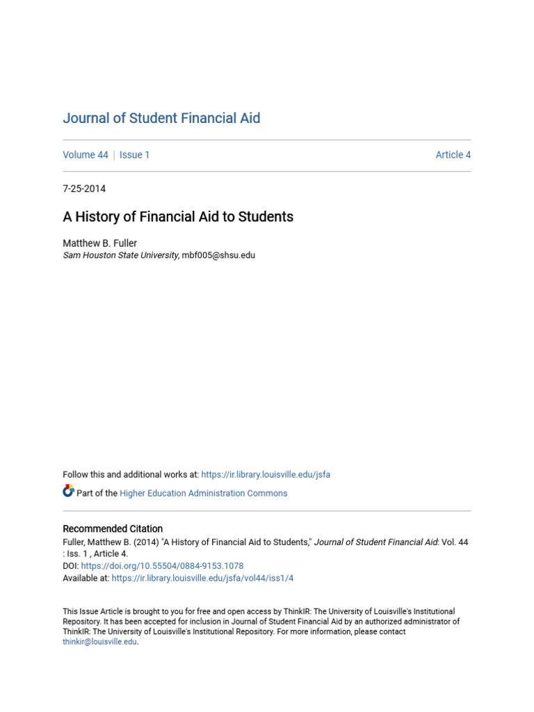 History of Student Aid | PDF | G.I. Bill | Student Financial Aid In The ...
