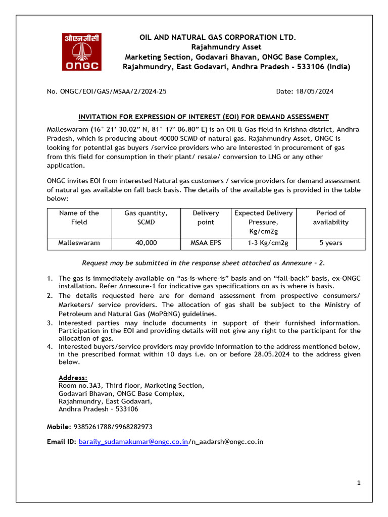 Natural Gas EOI for Buyers/Providers | PDF | Natural Gas | Liquefied ...