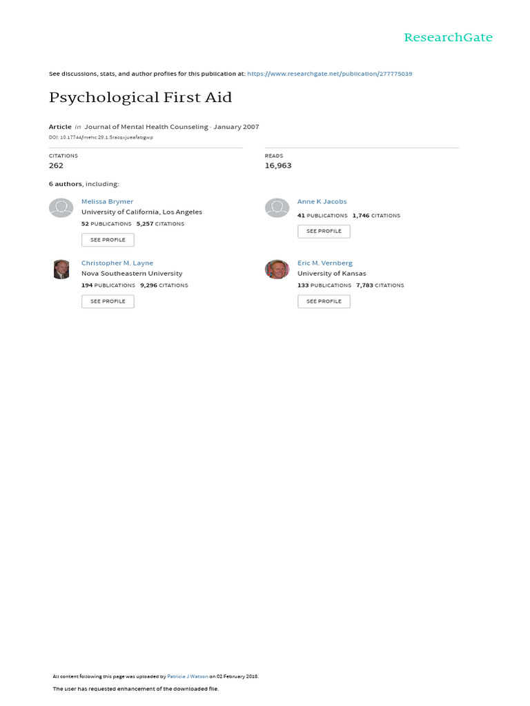 Psychological First Aid | PDF | Copyright | Social Information Processing