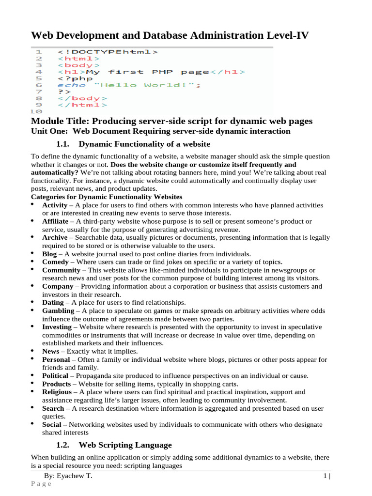 Server Side Script 3rd Year | PDF | Xhtml | Html