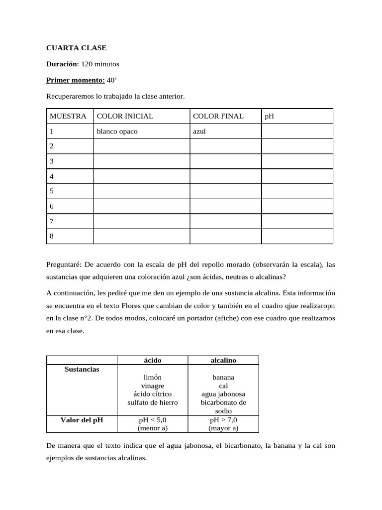 CUARTA CLASE | PDF | Agua | Bicarbonato de sodio