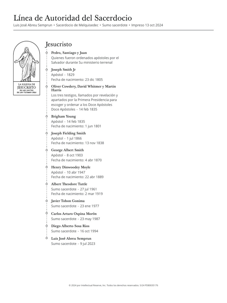 Línea de Autoridad Del Sacerdocio - Sumo Sacerdote | PDF