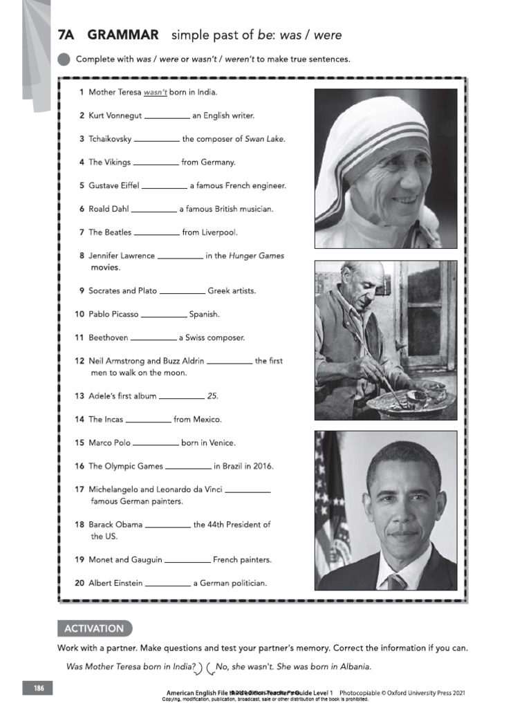 Grammar Was Were | PDF