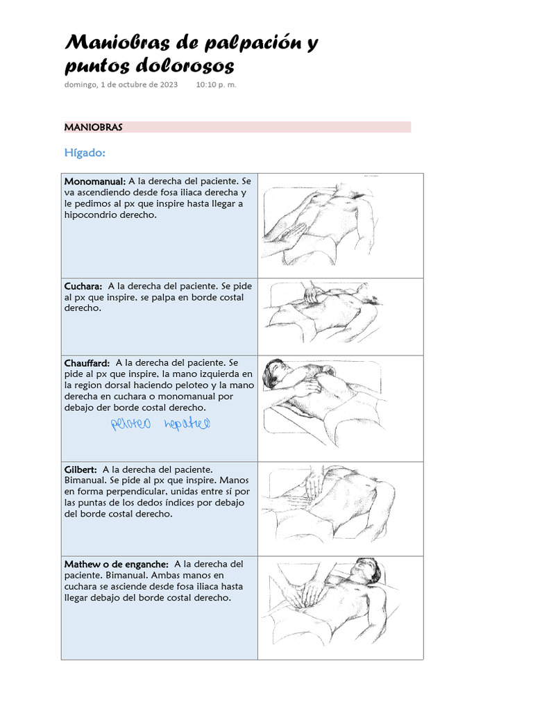 Maniobras de Exploración Abdominal | PDF | Abdomen | Gastroenterología