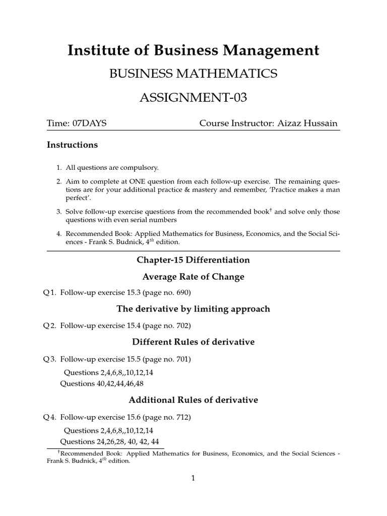 Business Maths Assignment-03 | PDF