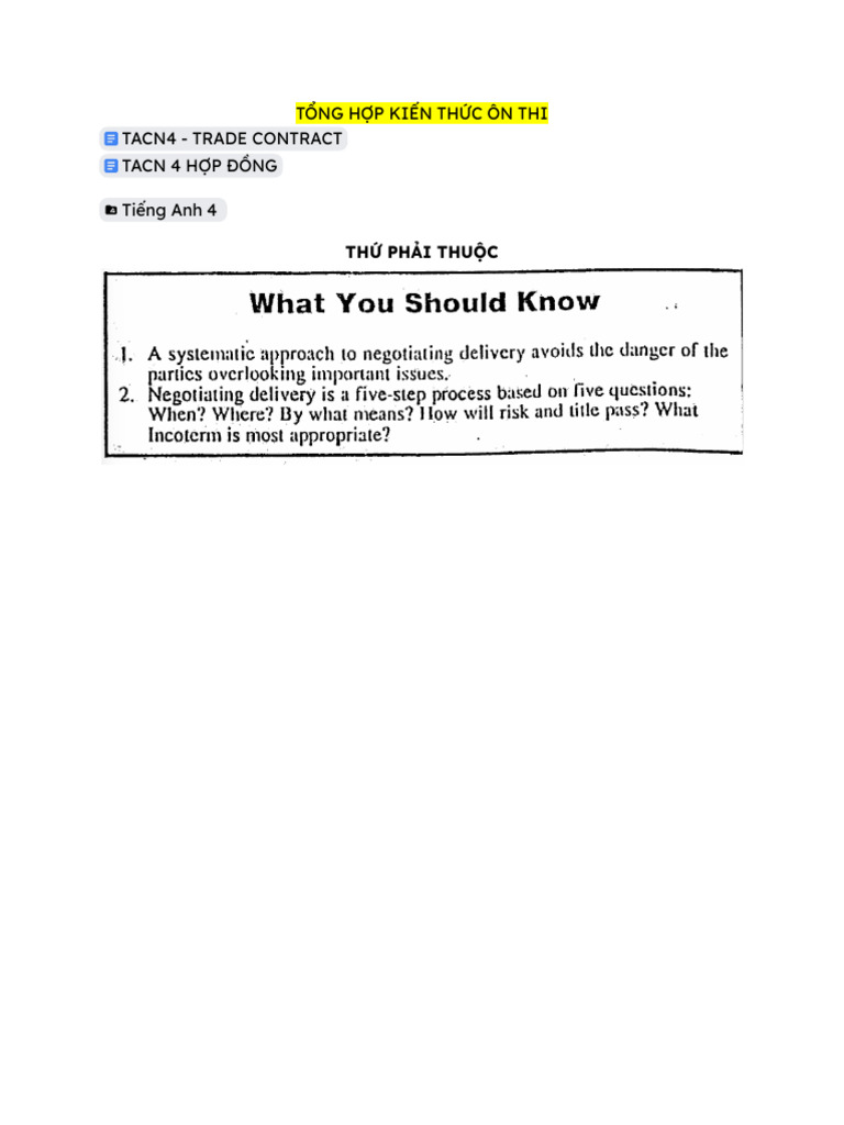 (FTU2) TACN 4 (HỢP ĐỒNG) - TÀI LIỆU ÔN THI ĐẦY ĐỦ CUỐI KỲ | PDF | Letter Of Credit | Implied ...