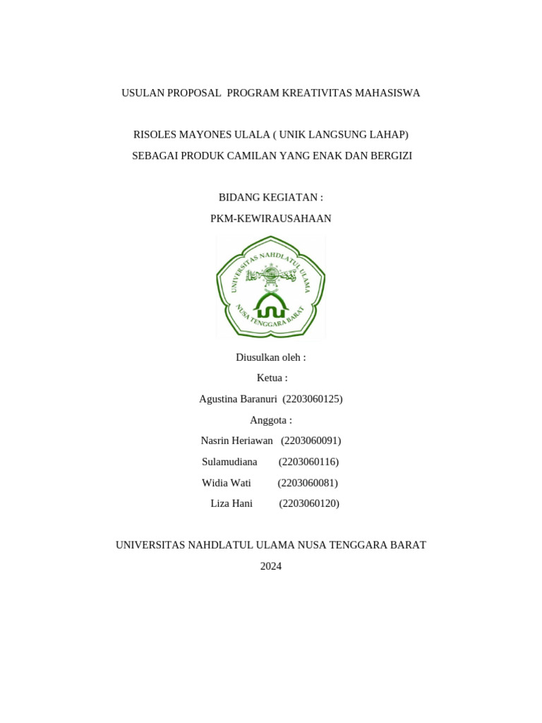 Usulan Program Kreativitas Mahasiswa Agustina Baranuri | PDF