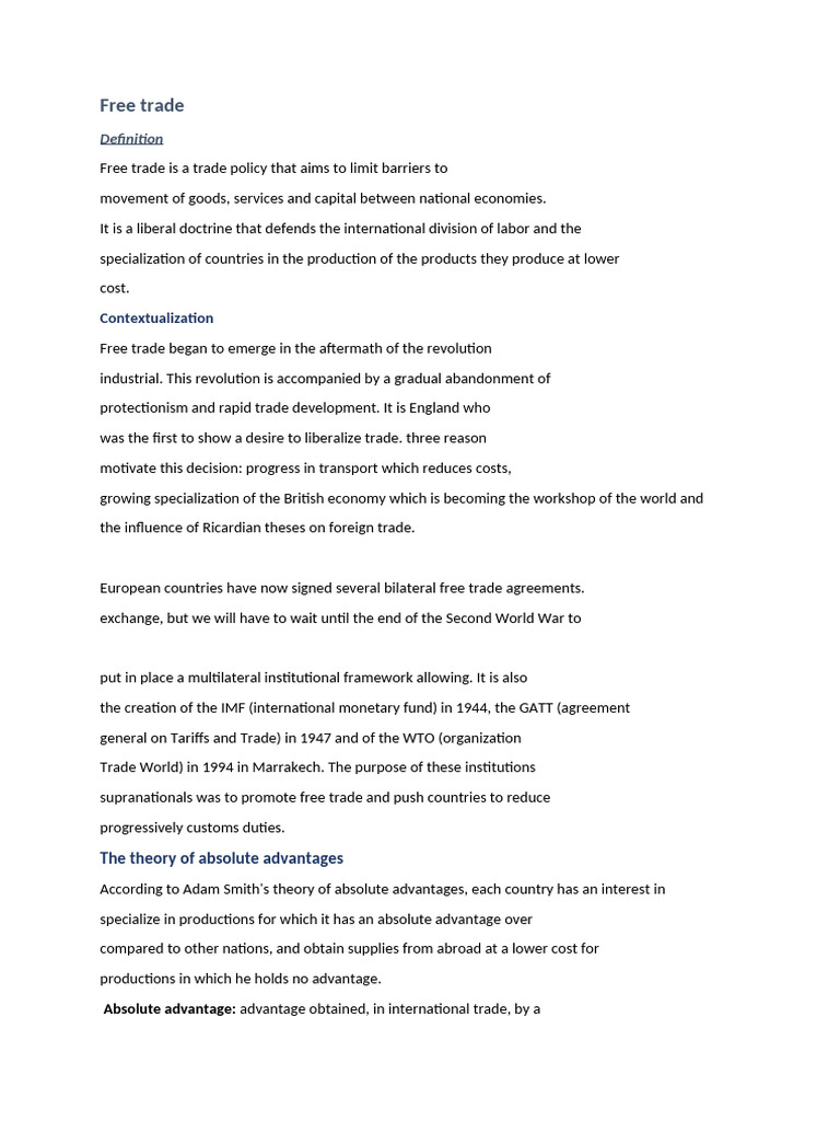 Free Trade Adam Smith Theory | PDF | Free Trade | Trade