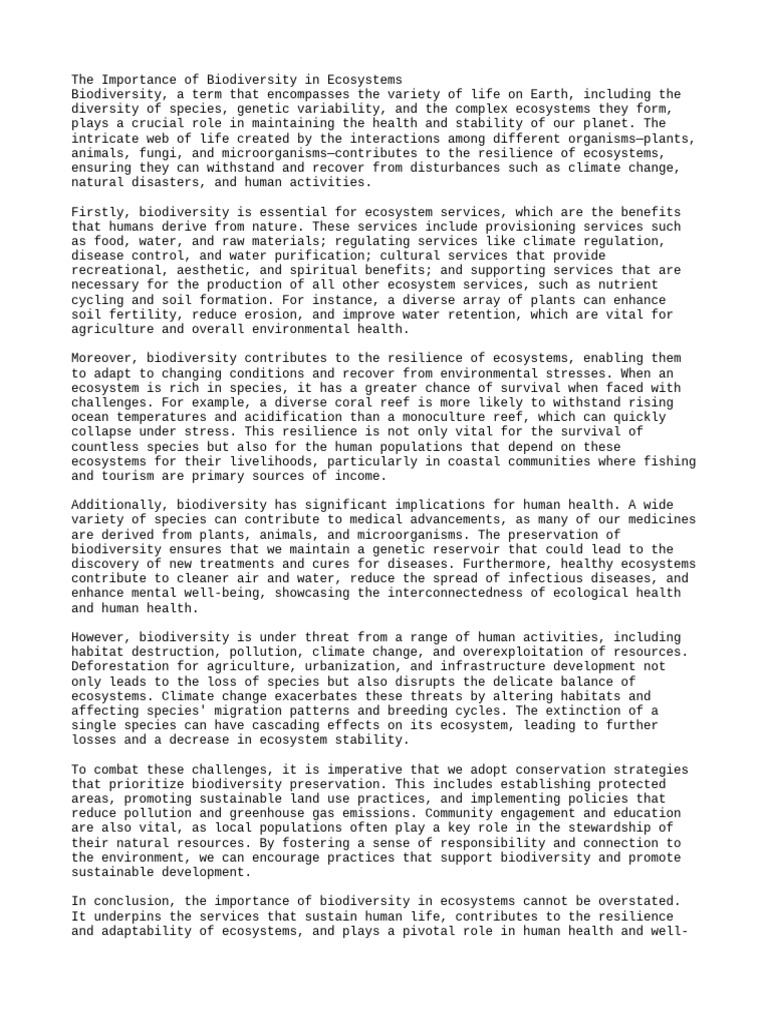 Just Some Random Essay | PDF | Biodiversity | Ecosystem