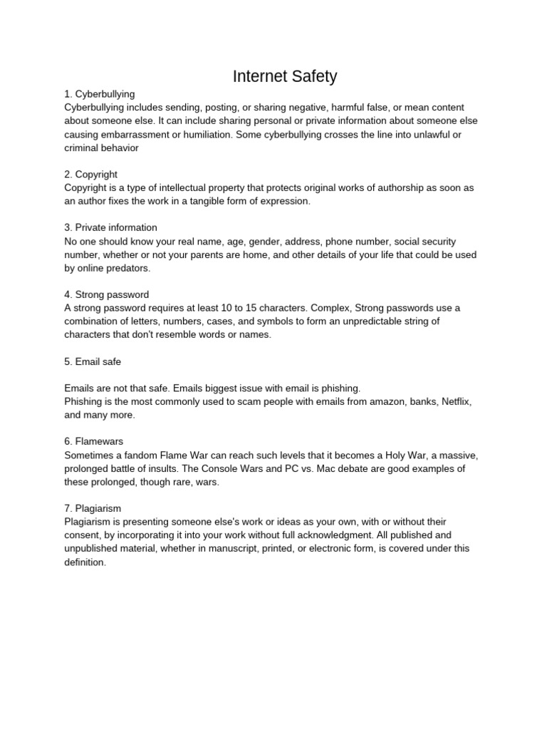 Internet Safety | PDF | Games & Activities