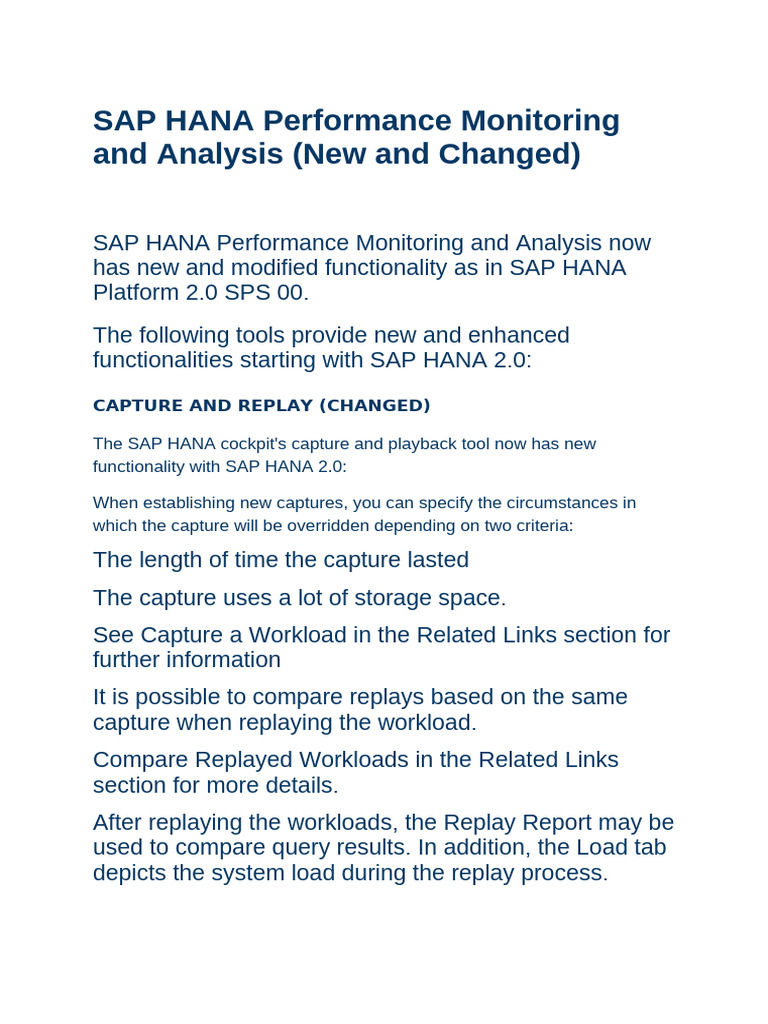 SAP HANA 2.0: Performance Tools Update | PDF | Databases | Computer Data