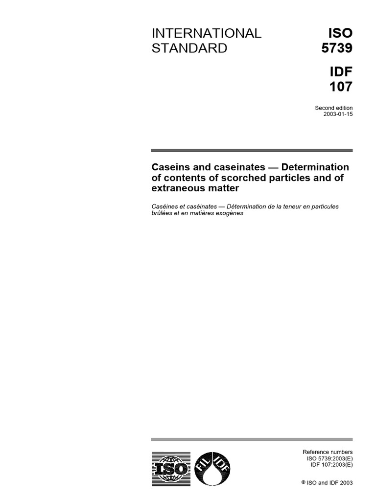 ISO 5739 2003 Caseinas e Caseinatos | PDF | International Organization For Standardization ...