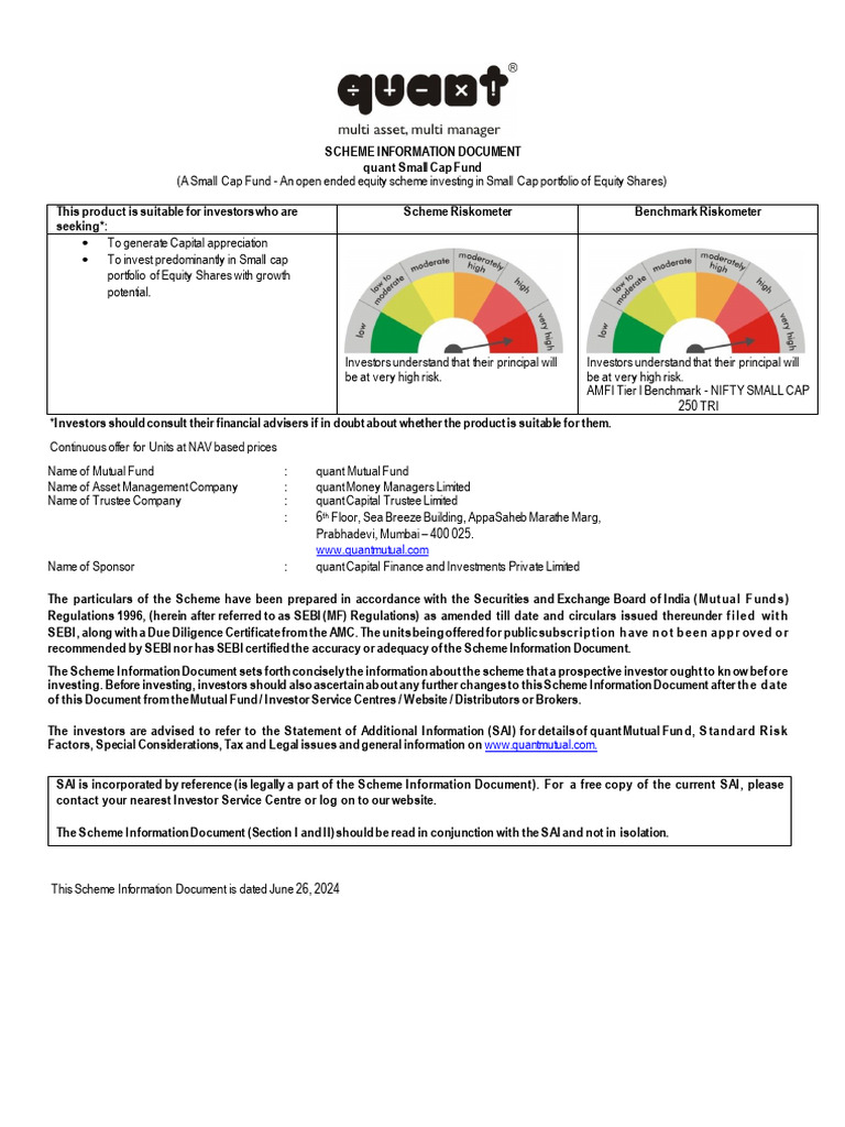 quant Small Cap Fund Overview | PDF | Option (Finance) | Repurchase ...