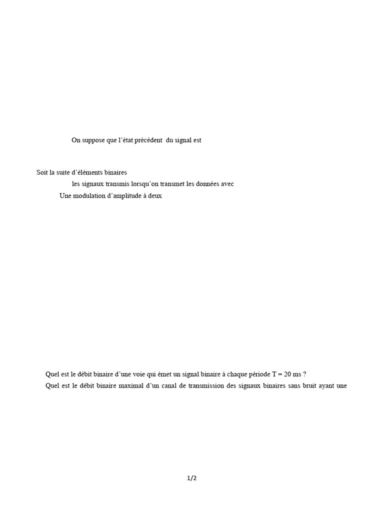 Exercices de Réseaux en Informatique 2ème Année | PDF | Débit binaire ...