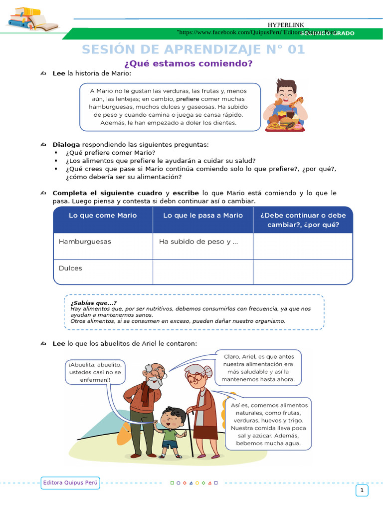 Anexo de Sesiones de Aprendizaje - EDA IX Semana 1 - Editora Quipus Perú | PDF | Alimentos | Carne