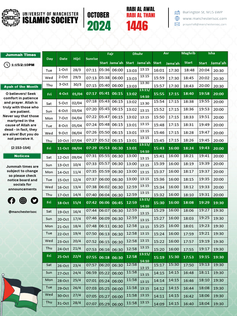 October 2024 Prayer Schedule | PDF | Theocracy | Abrahamic Religions
