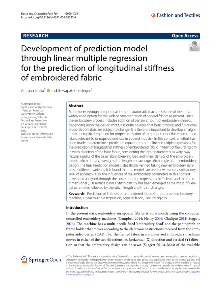Final Published Paper | PDF | Embroidery | Coefficient Of Determination