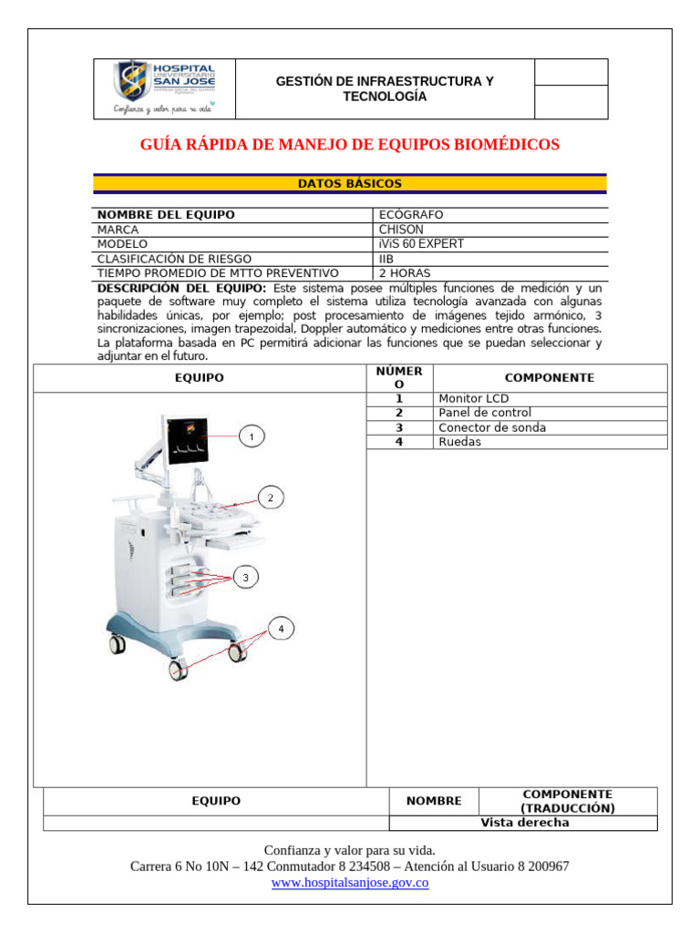 Guía rápida ECÓGRAFO CHISON IVIS 60 EXPERT | PDF | Ultrasonido | Radio