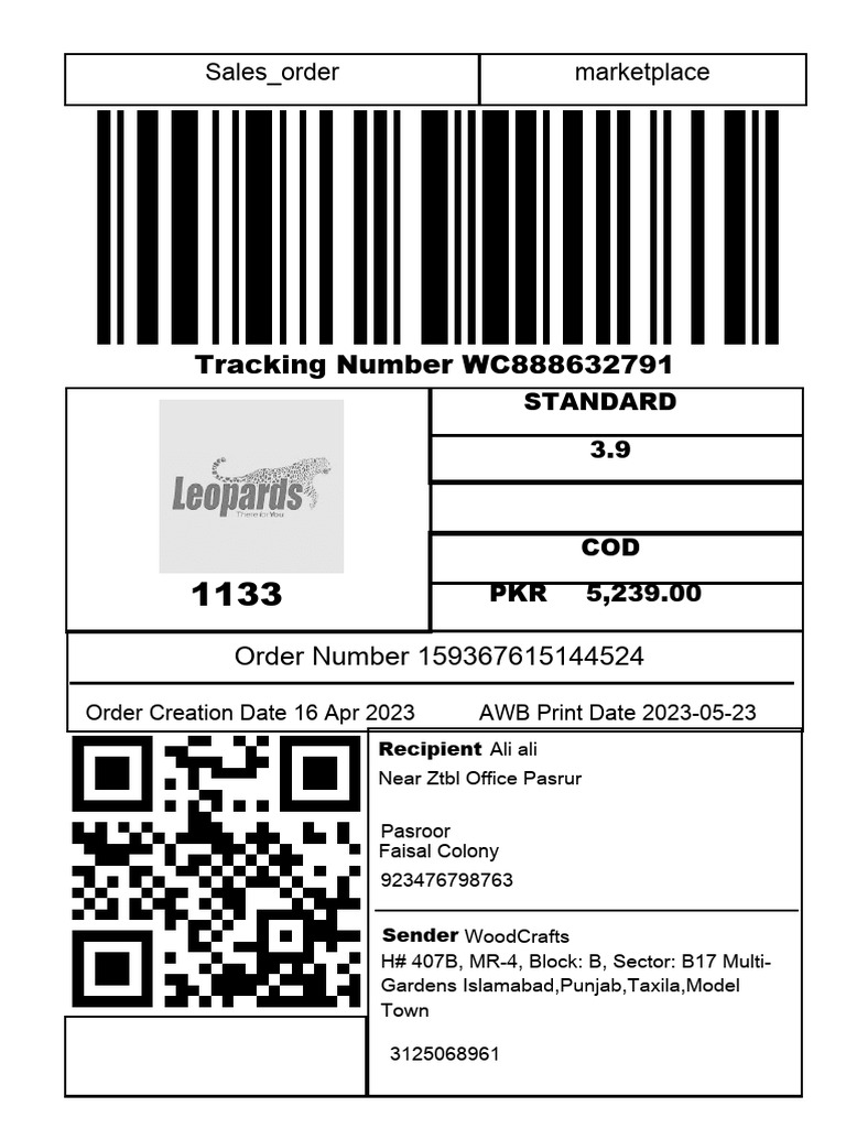 Shipping Label Daraz | PDF