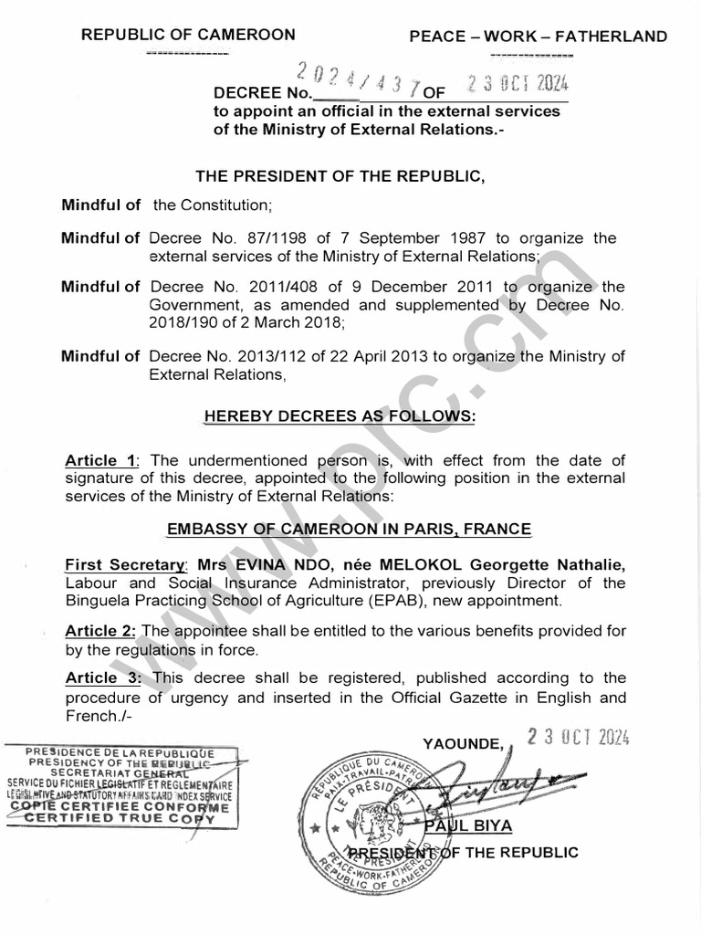 Decree N 2024 437 of 23 Oct 2024 | PDF | Government | Governance