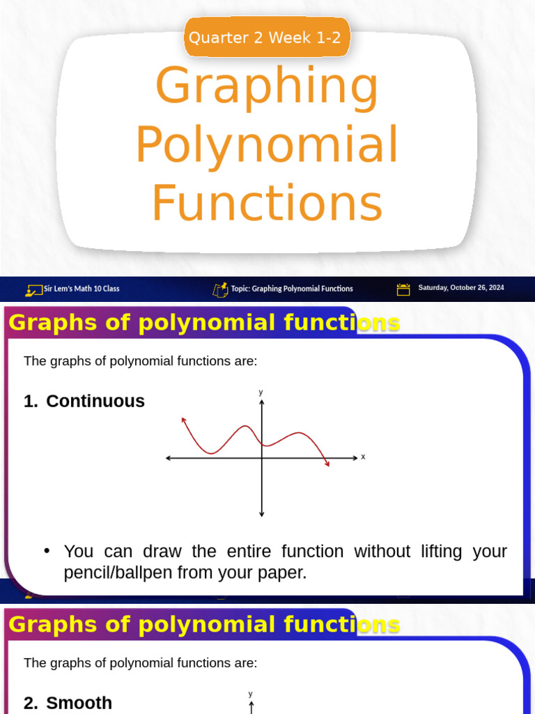 Q2 Week 1 2 3 Graphing Polynomial Functions Show | PDF | Zero Of A Function | Polynomial