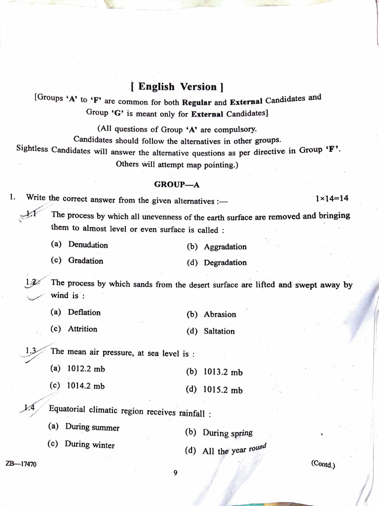 West Bengal Board Class 10 April03 Geography Question Paper 2023 | PDF ...