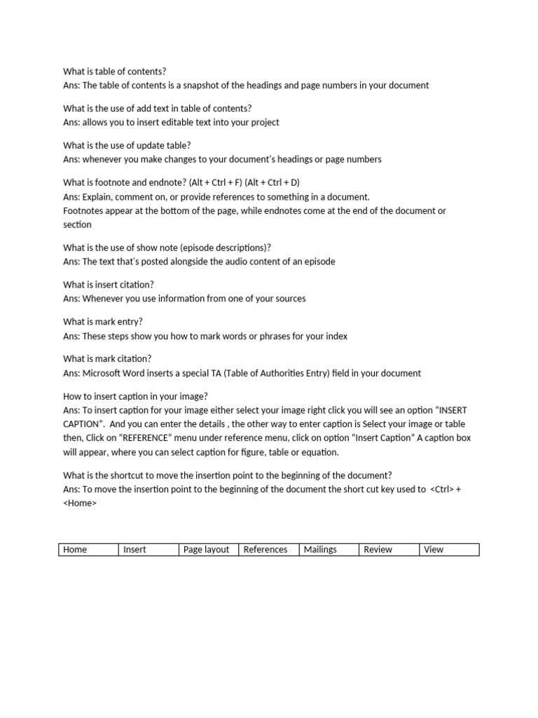 Reference Tab Questions and Answers | PDF