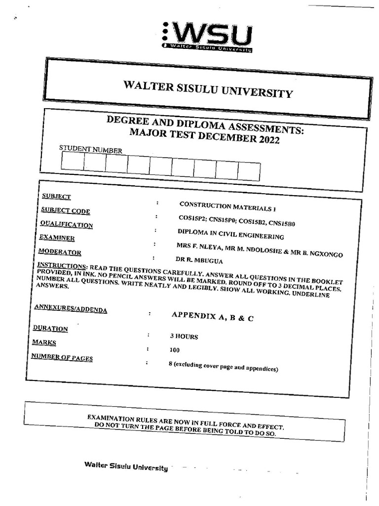 Nd. Civil Engineering - Construction Materials1 - Cos15p2 - CNS15P0 ...