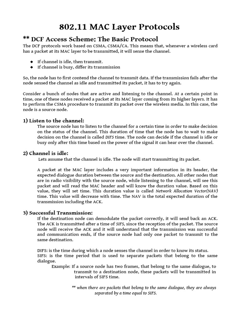4.1 802.11 MAC Layer Protocols | PDF | Network Protocols | Data Transmission