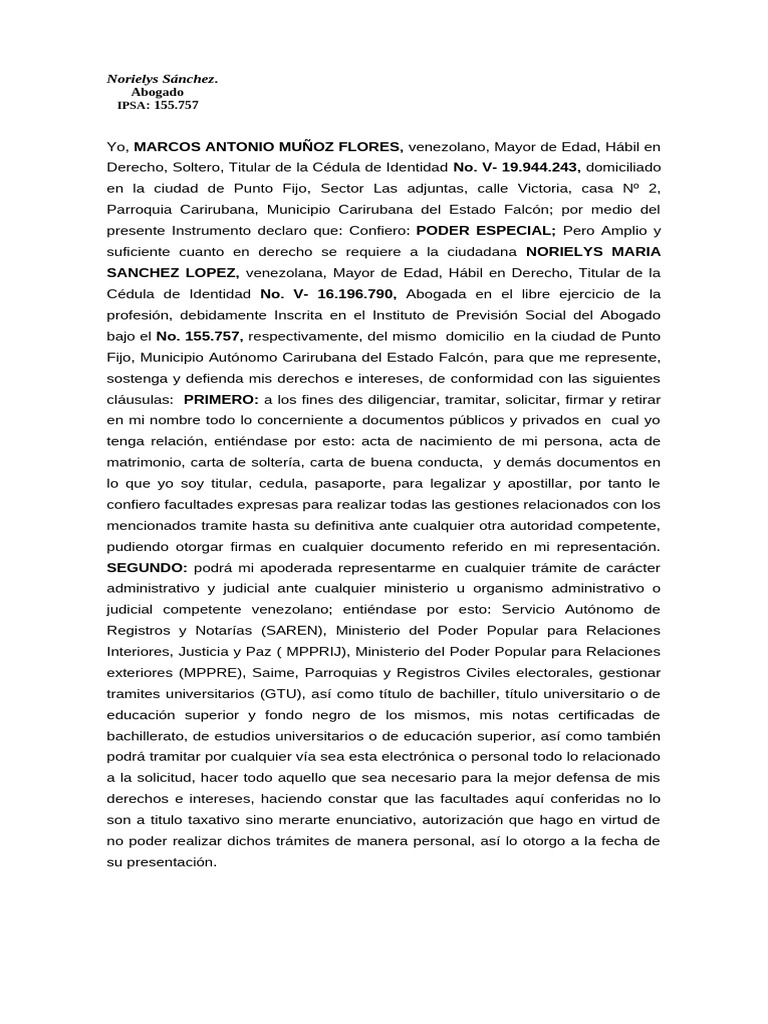 Poder Apostilla Marcos | PDF | Documento de identidad | Gobierno