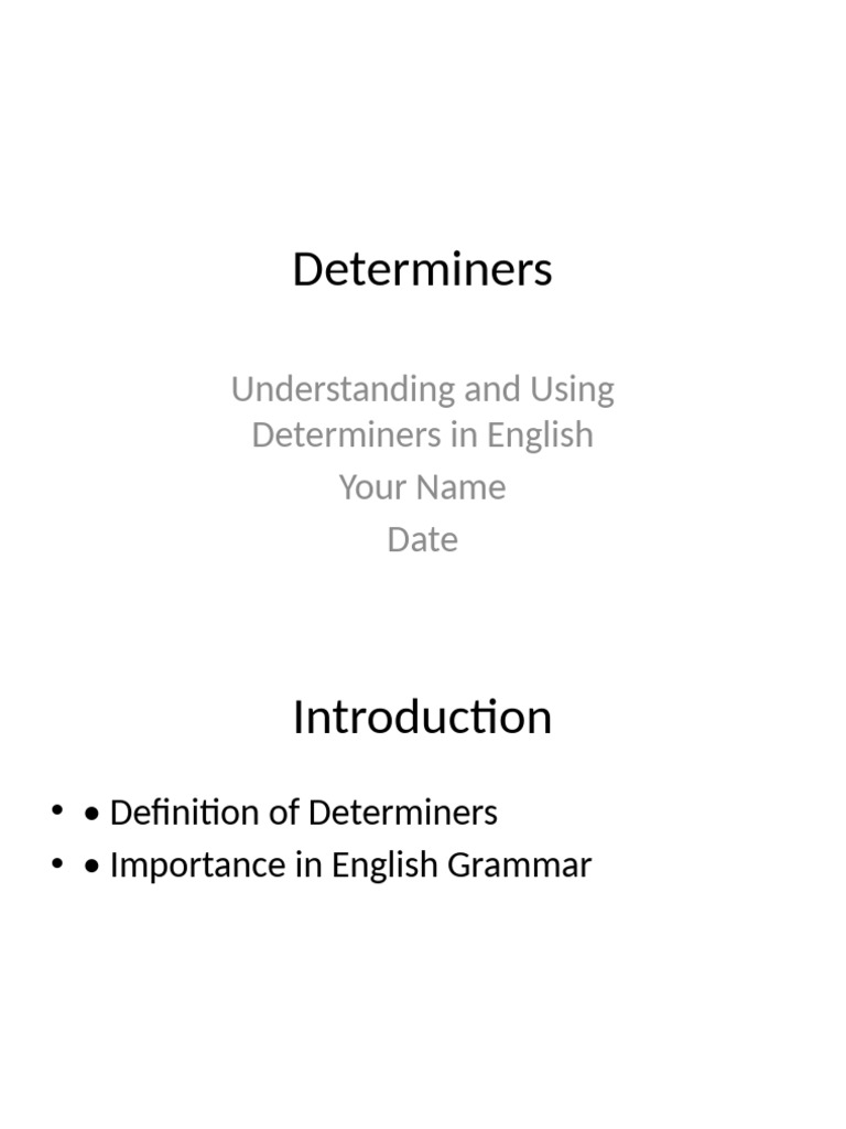 Determiners Presentation | PDF