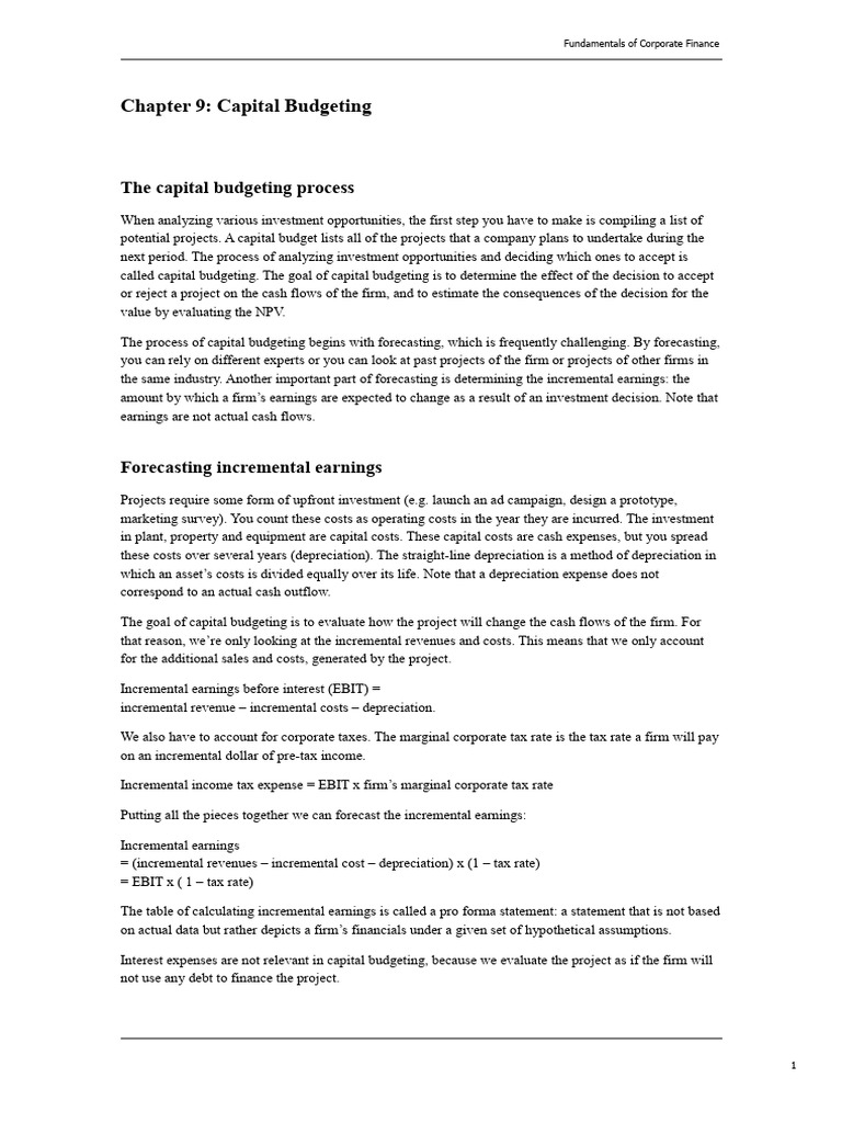 Chapter 9 Capital Budgeting | PDF | Capital Budgeting | Depreciation