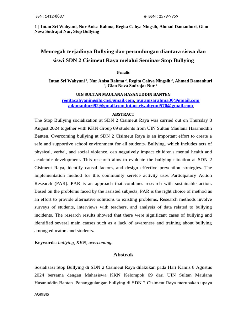 Artikel Seminar Stop Bullying Kel KKN 69 - Desa Cisimeut Raya | PDF ...