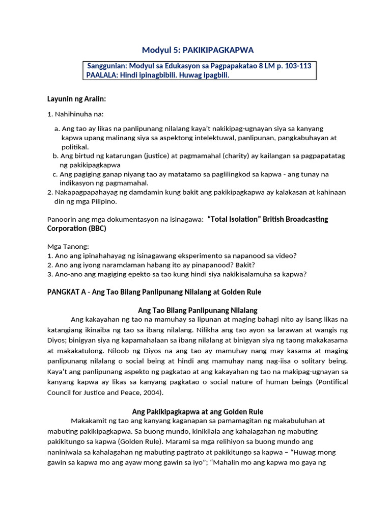 Modyul 5 Supplementary Lesson | PDF