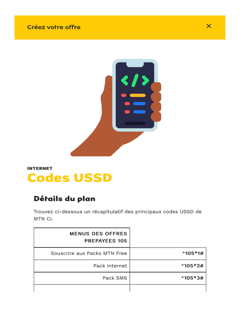 Codes Ussd - MTN Ci | PDF | Télécommunications | Technologie mobile