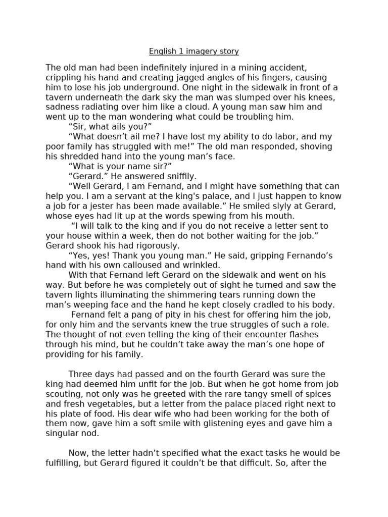 English 1 Imagery Story | PDF