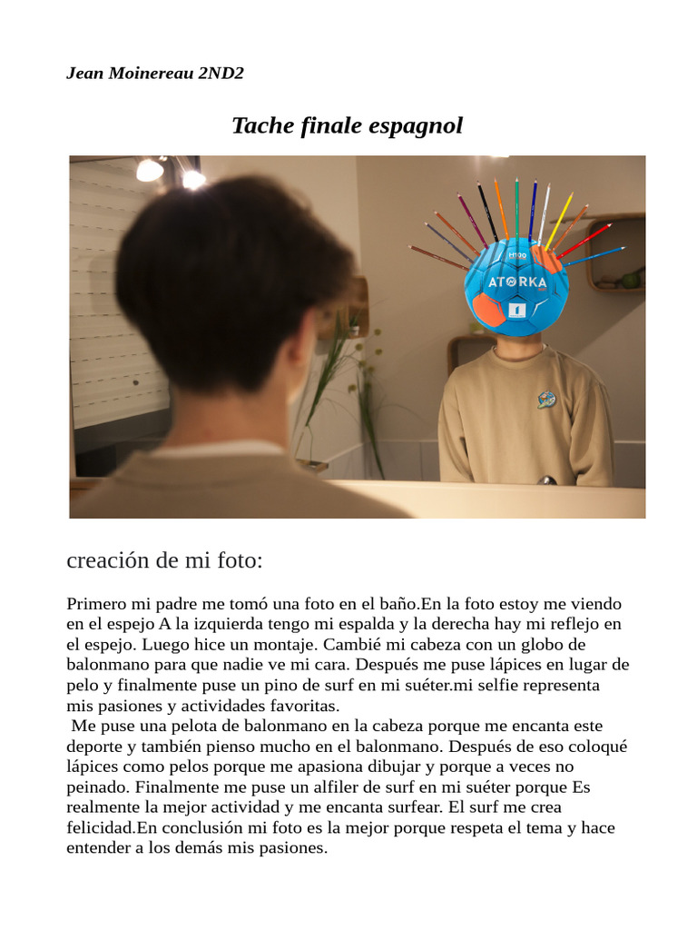 Tache Finale Espagnol Jean | PDF