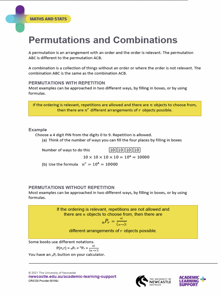 Permutations and Combinations | PDF | Permutation | Discrete Mathematics