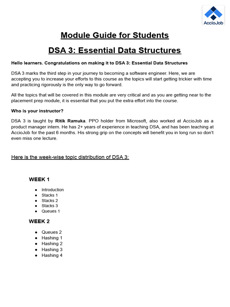 Module Guide Dsa 3 Pdf Mentorship Learning