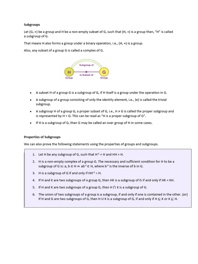 Subgroups | PDF | Group (Mathematics) | Mathematical Objects