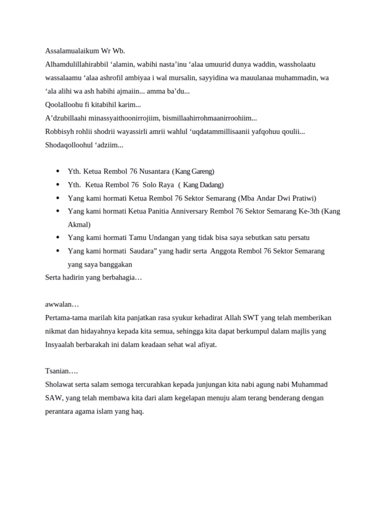 MC Anniversary Rembol 76 | PDF | Griya & Taman | Agama & Spiritualitas