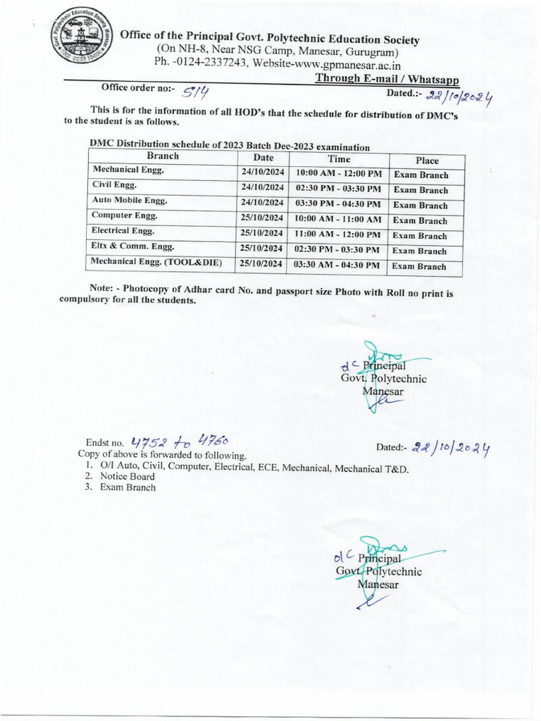 Dmc Schedule 2023 Batch Pdf