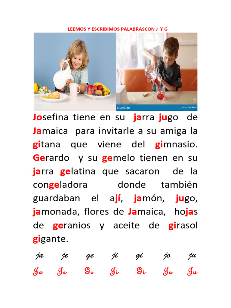 Leemos y Escribimos Palabrascon J y G-2 | PDF