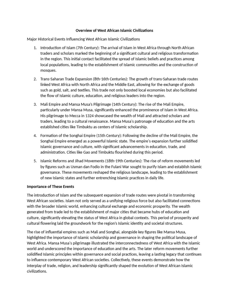 West African Islamic Civilizations | PDF | West Africa | Africa